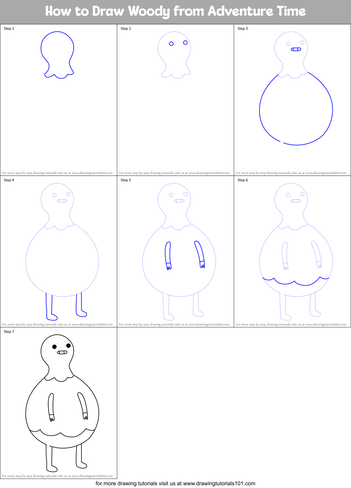 How to Draw Woody from Adventure Time (Adventure Time) Step by Step | DrawingTutorials101.com