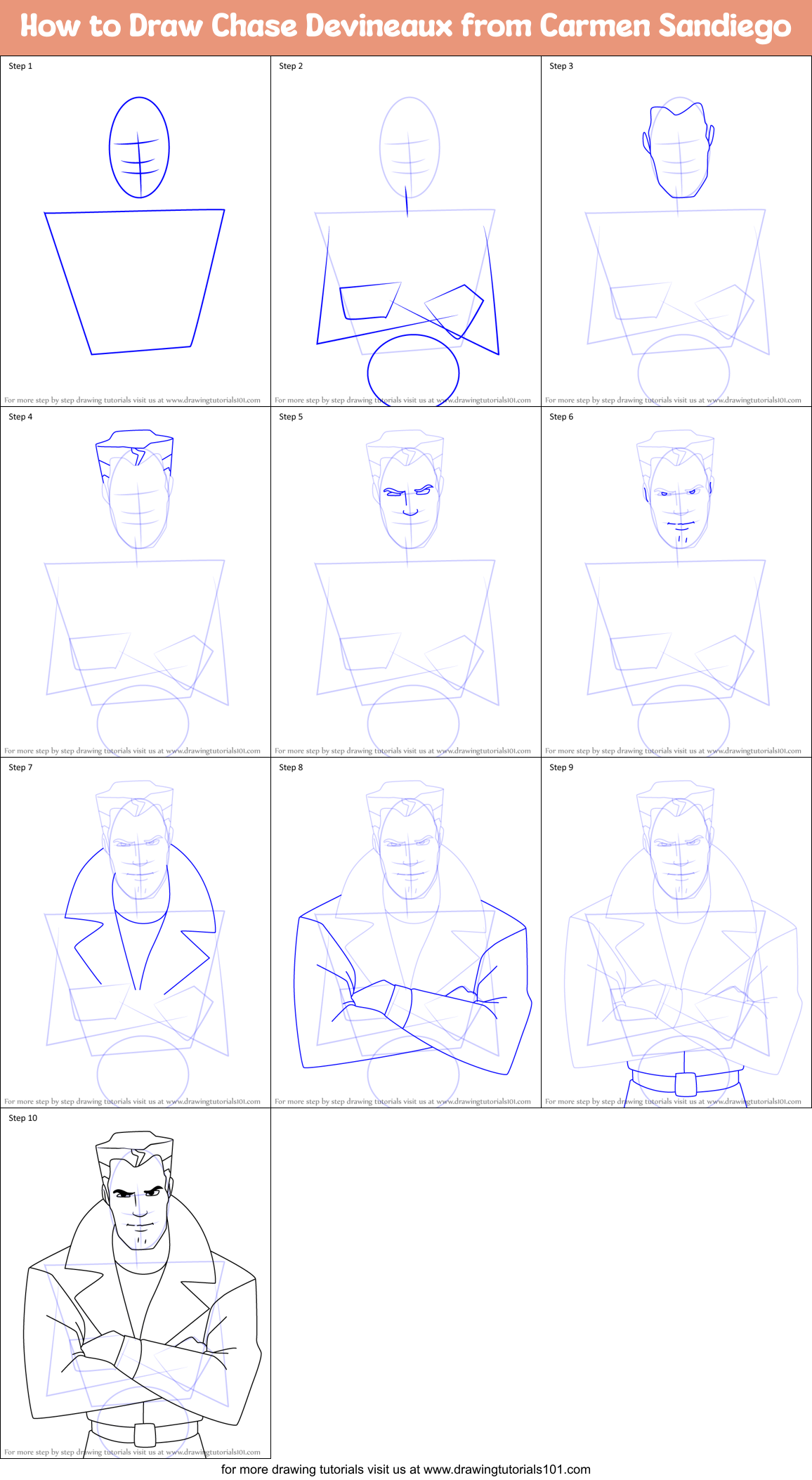 How to Draw Chase Devineaux from Carmen Sandiego (Carmen Sandiego) Step ...