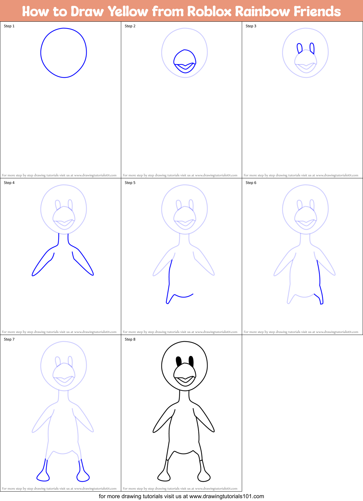 How to Draw Yellow from Roblox Rainbow Friends (Roblox) Step by Step ...